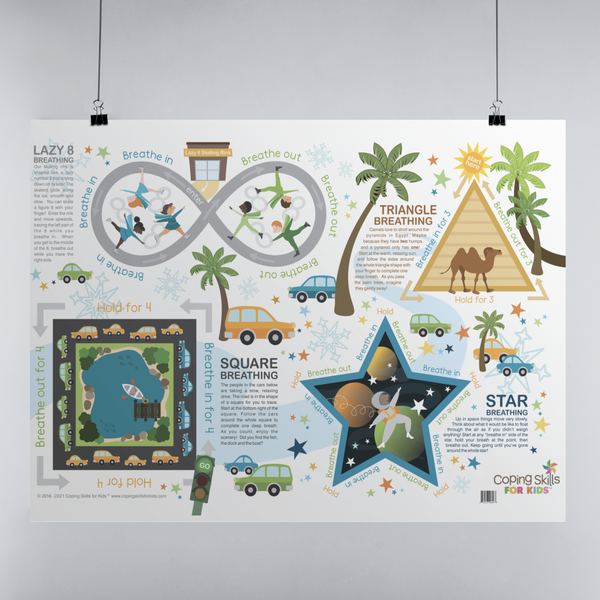 Playful Collage of 4 Deep Breathing Shapes 13" x 19" – Coping Skills ...